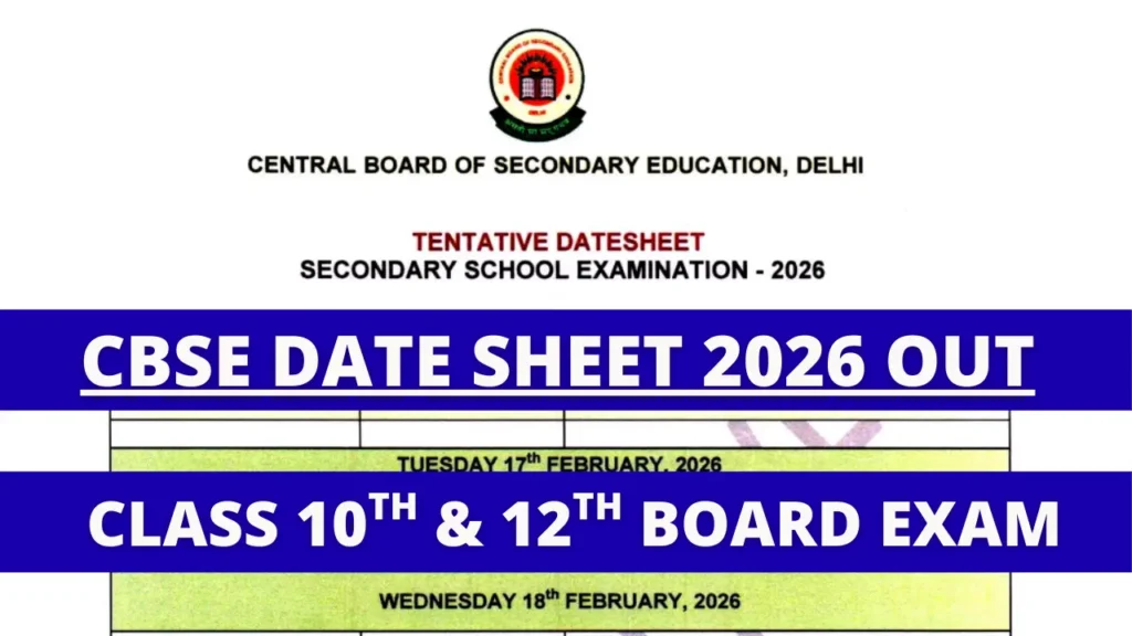 CBSE Board Class 10th / 12th Exam Date Sheet 2025-26 – Job Carnival